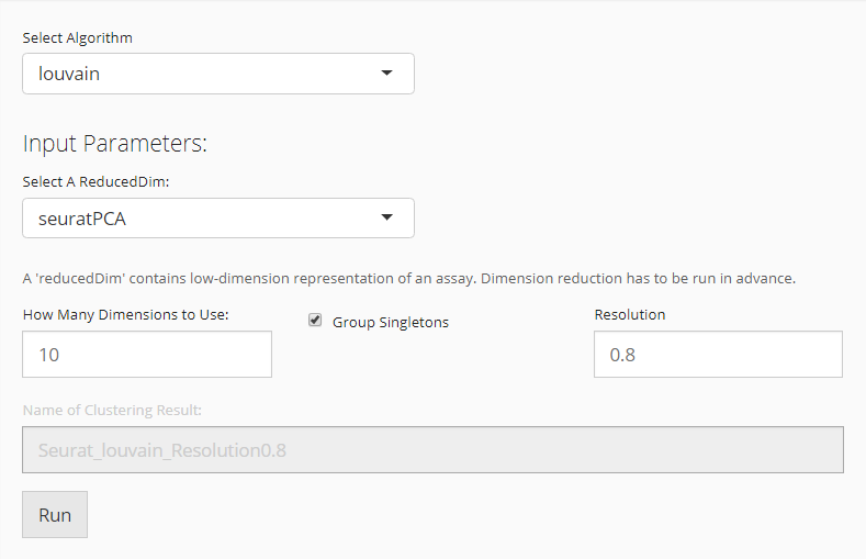 Clustering - UI • singleCellTK