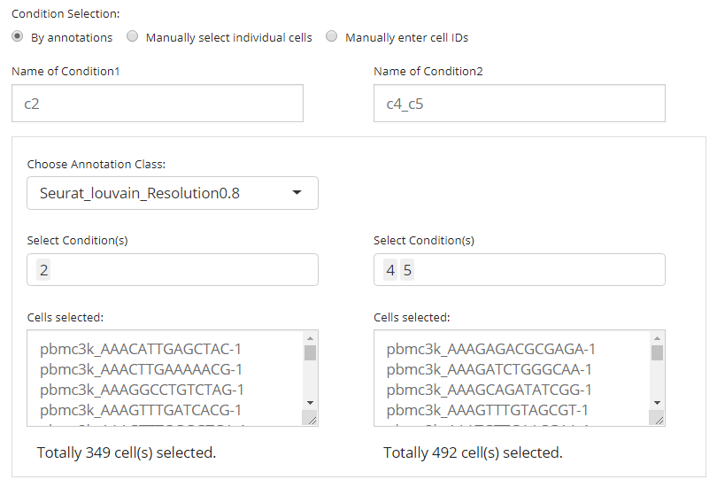 Differential Expression - UI • singleCellTK